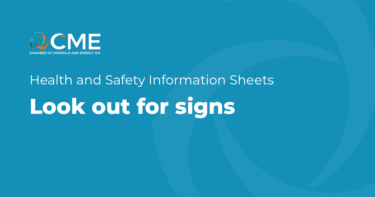 Look out for signs - CMEWA