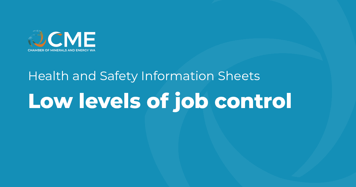 Low levels of job control - CMEWA